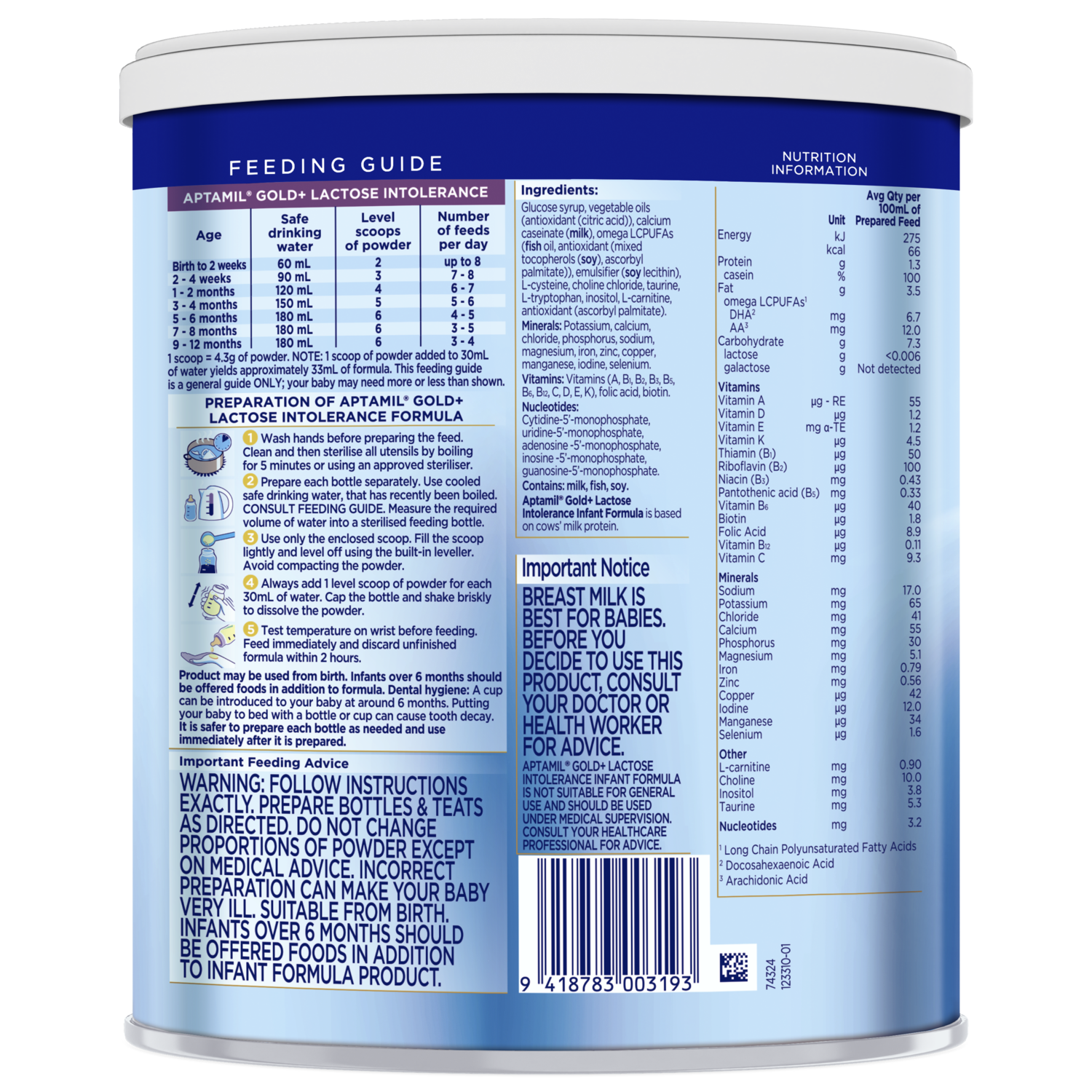 Aptamil Gold+ Lactose Intolerance - Paediatrics | Nutricia